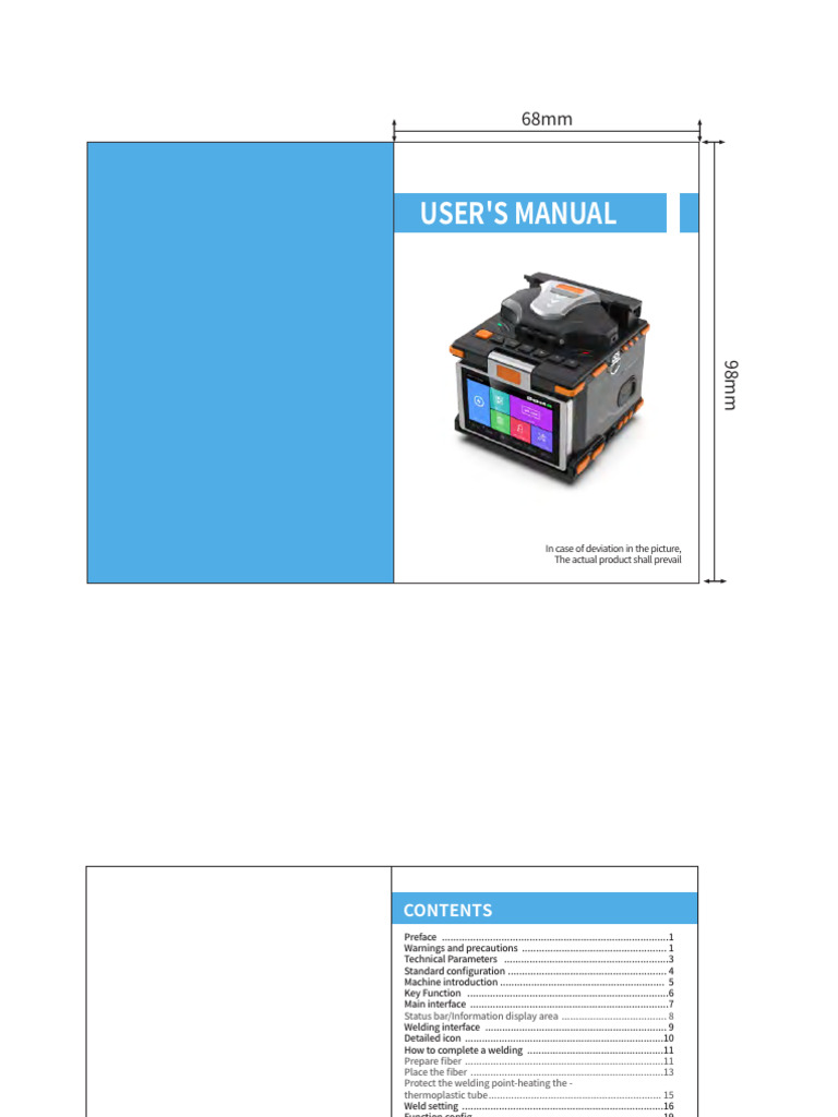 Fusion Splicer User Manual | PDF | Welding | Construction