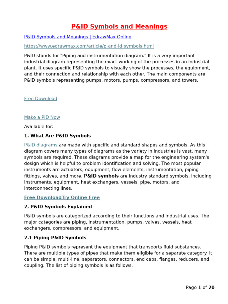 P&ID Symbols and Their Meanings | PDF | Pump | Heat Exchanger