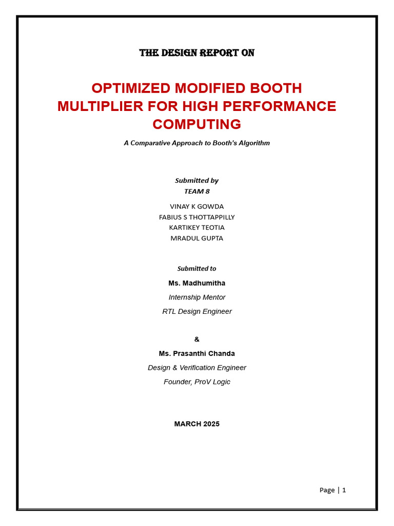 Optimized Booth Multiplier for HPC | PDF | Multiplication | Computer ...