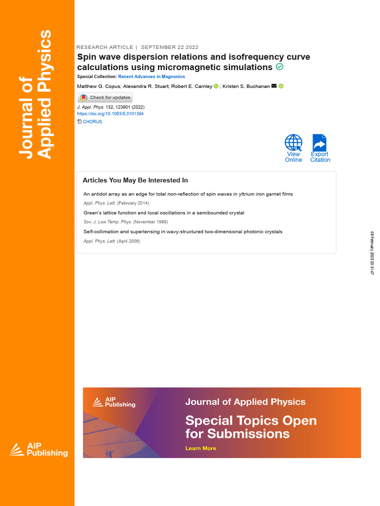Spin Wave Dispersion Relation | PDF | Waves | Antenna (Radio)