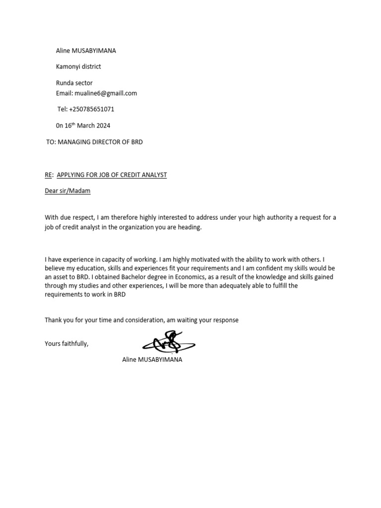 Aline Motivation Letter | PDF