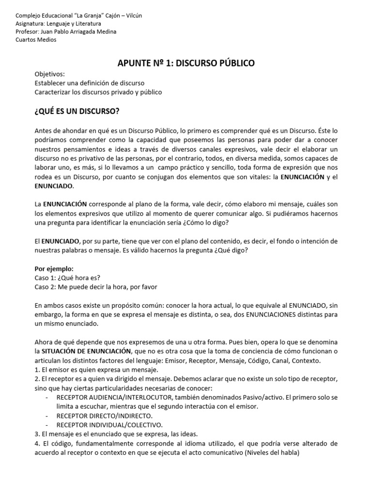 Definición de Discurso Público | PDF | Hablar en público | Comunicación