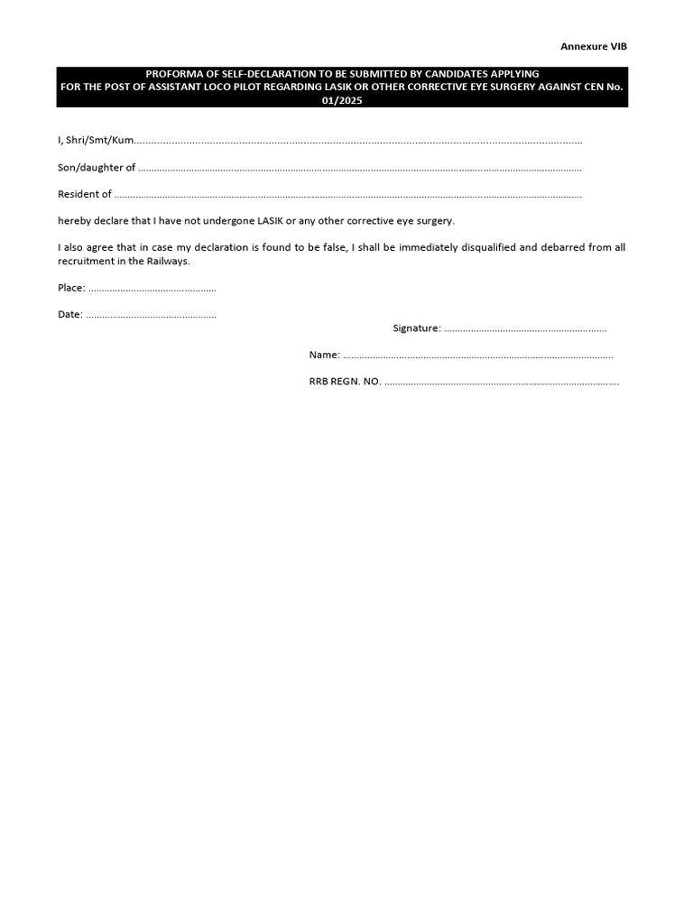 Alp - Proforma of Self-Declaration To Be Submitted by Candidates ...