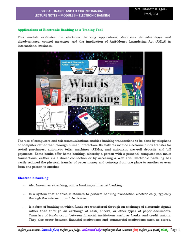 Module 3 Electronic Banking | PDF | Money Laundering | Banks