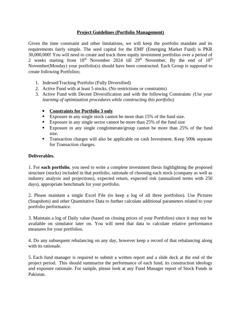 Project GuidelinesKumail - Fall2024 | PDF | Investment Management | Private Sector