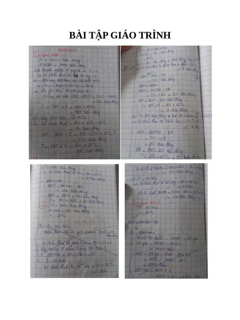 BÀI TẬP GIÁO TRÌNH | PDF