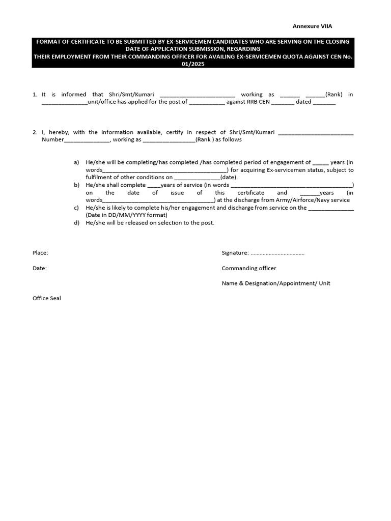 ALP_FORMAT OF CERTIFICATE TO BE SUBMITTED BY EX-SERVICEMEN | PDF