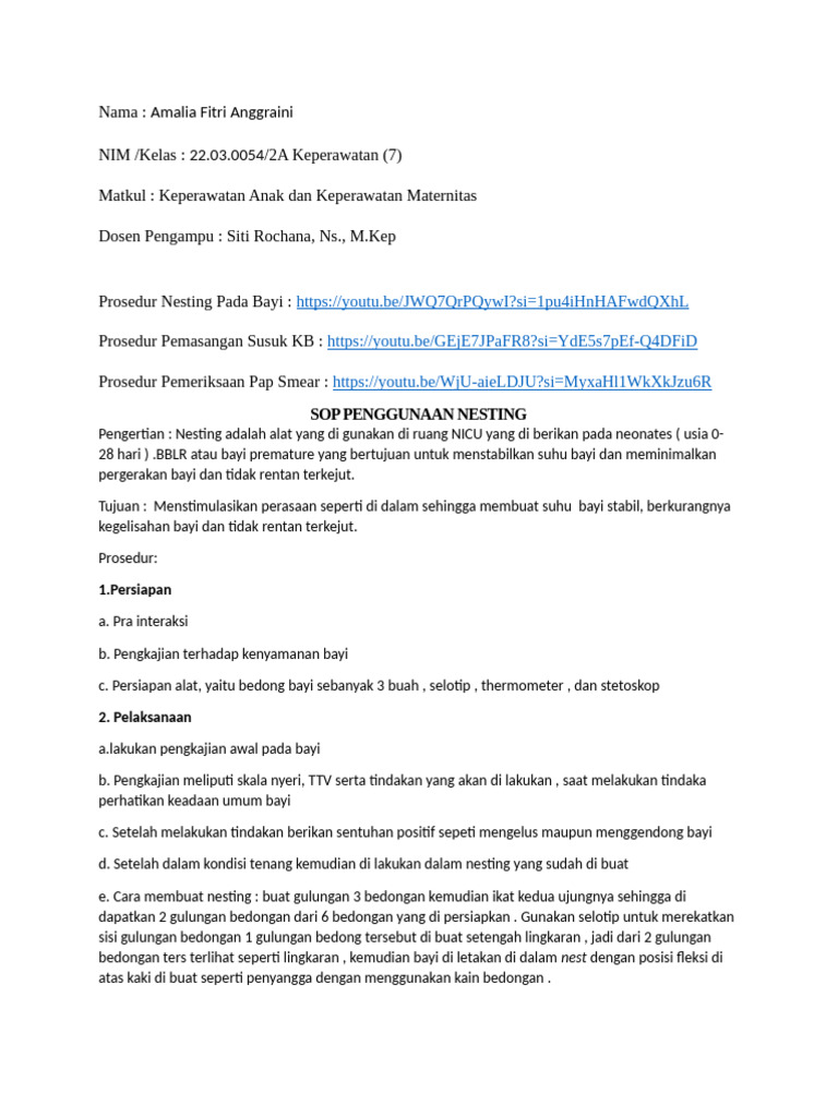 Prosedur Nesting untuk Bayi Prematur | PDF