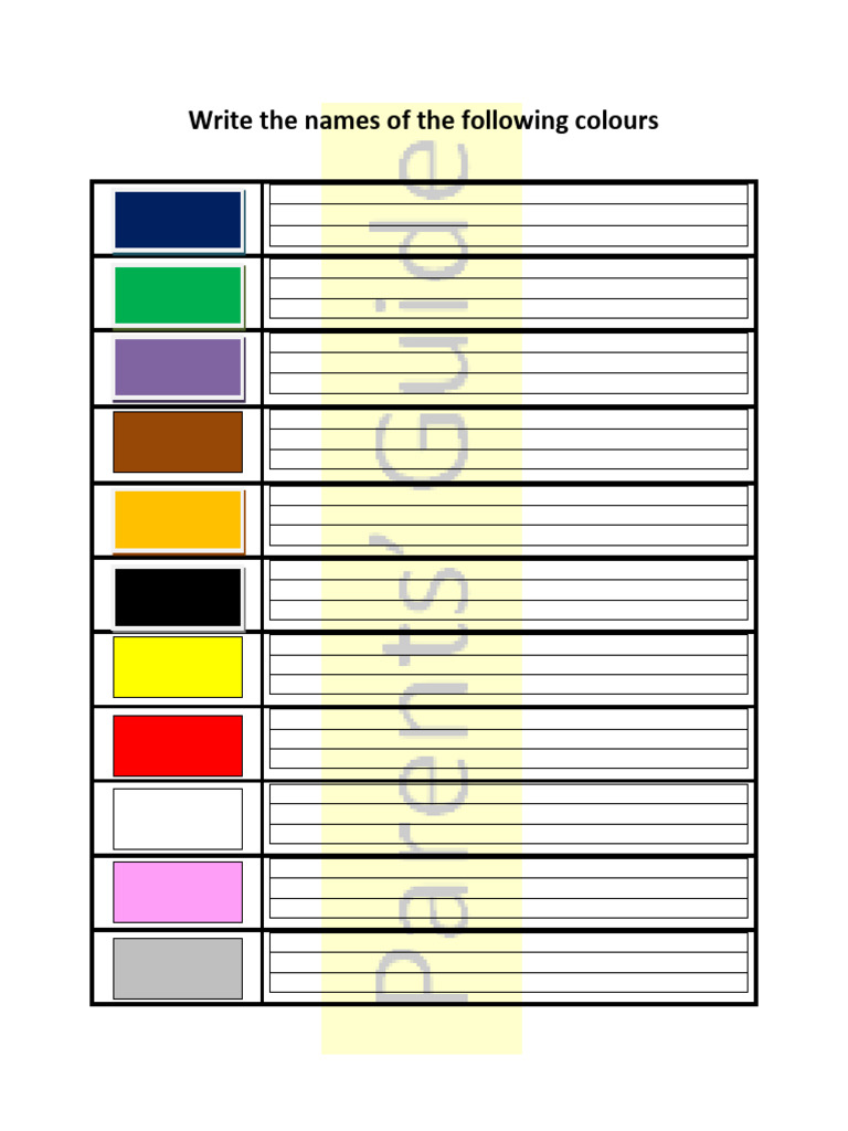 UKG Colours Worksheet Activities | PDF