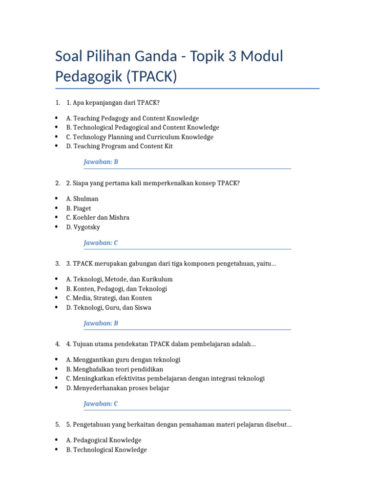 Soal_Topik3_Pedagogik_TPACK (1) | PDF