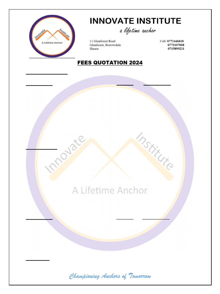 FEES QUOTATION 2024 Innovate pdf-1 | PDF | Breads | Science