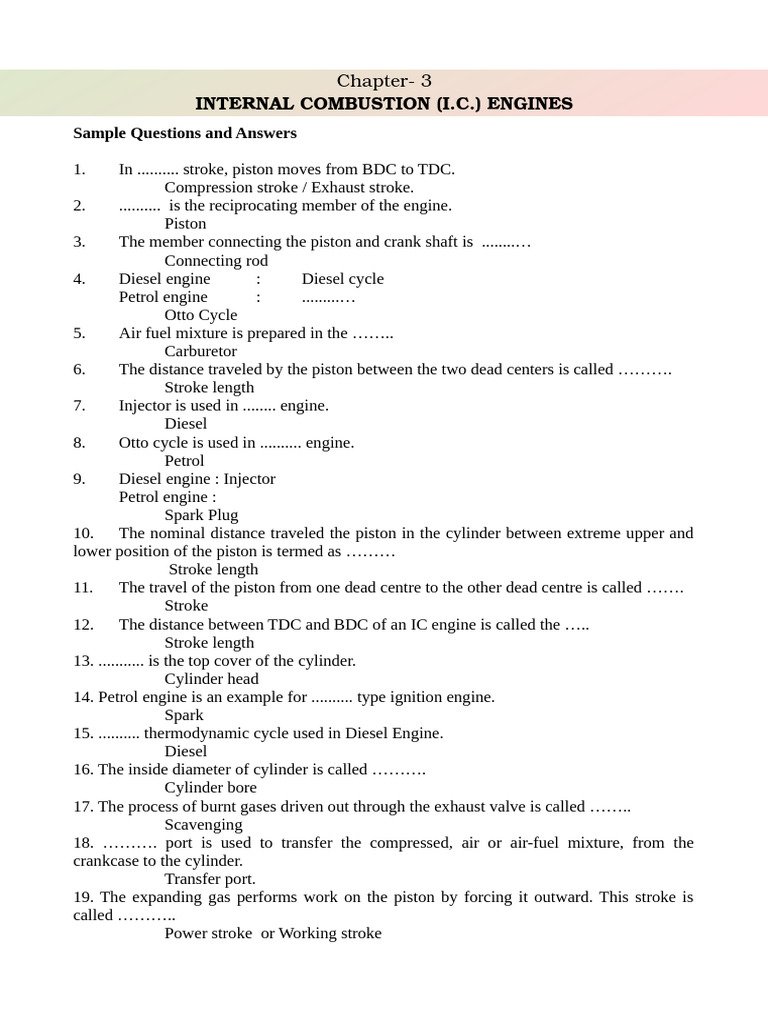 GE X Chapter 3 IC Engines-1 | PDF | Internal Combustion Engine | Diesel ...