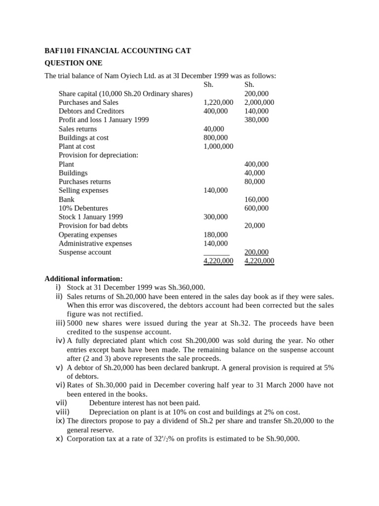 Financial Accounting CAT Questions and Solutions | PDF | Banks | Expense