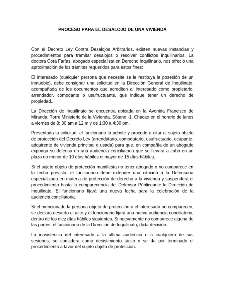 Guía del Proceso de Desalojo de Vivienda | PDF | Gobierno | Justicia
