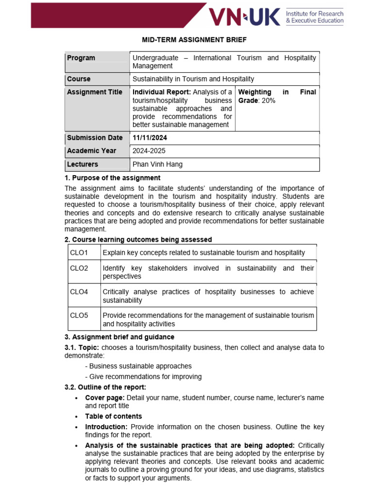 Sustainable Practices in Tourism Report | PDF | Concept | Argument