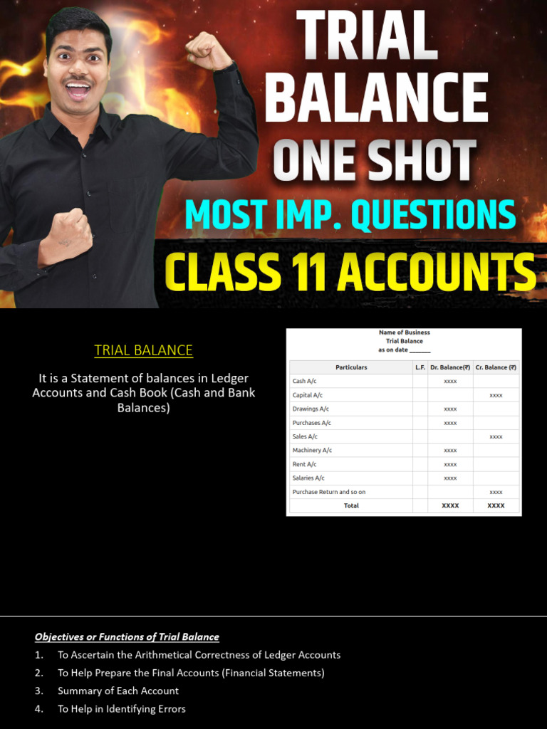 Class 11 Trial Balance Guide | PDF | Debits And Credits | Personal Finance