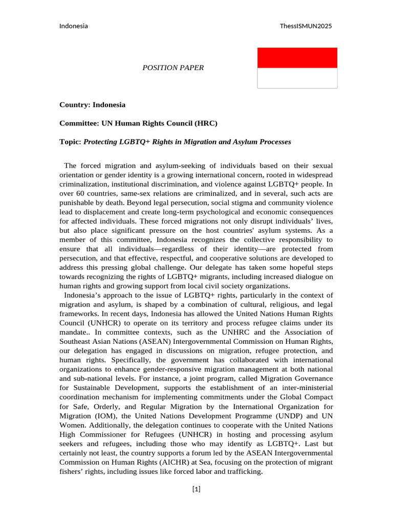 Position Paper Indonesia (Final) | PDF | Refugee | Human Migration