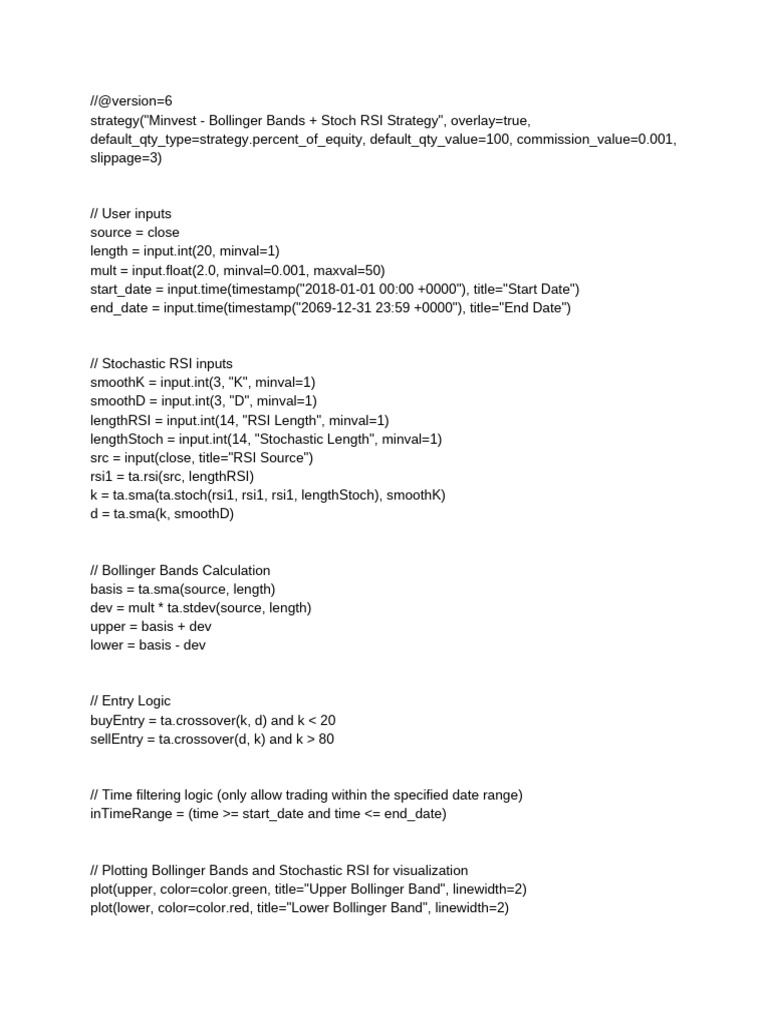 Script Pine Code BB+Stochastic RSI | PDF