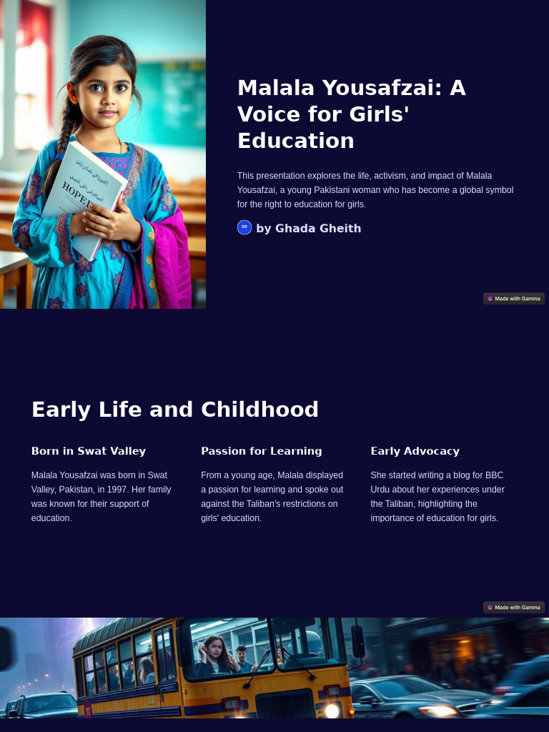 Malala Yousafzai: Championing Girls' Education | PDF | Malala Yousafzai ...
