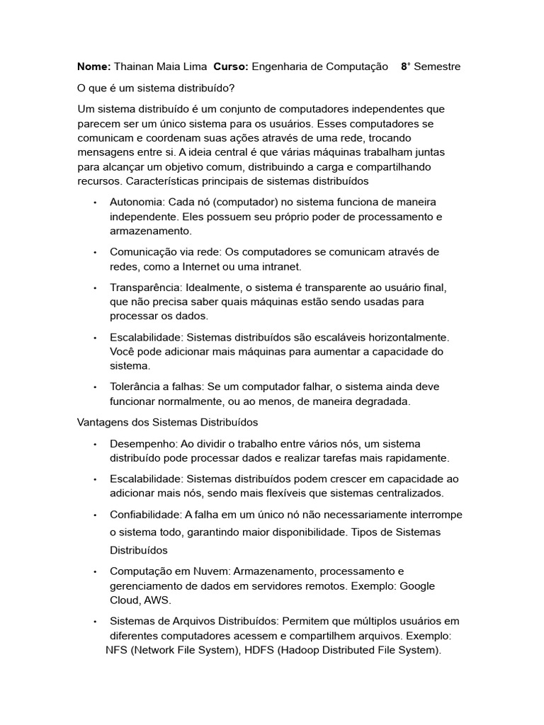 TEORIA E TRABALHO - SISTEMAS DISTRIBUIDOS | PDF | P2P (ponto a ponto ...