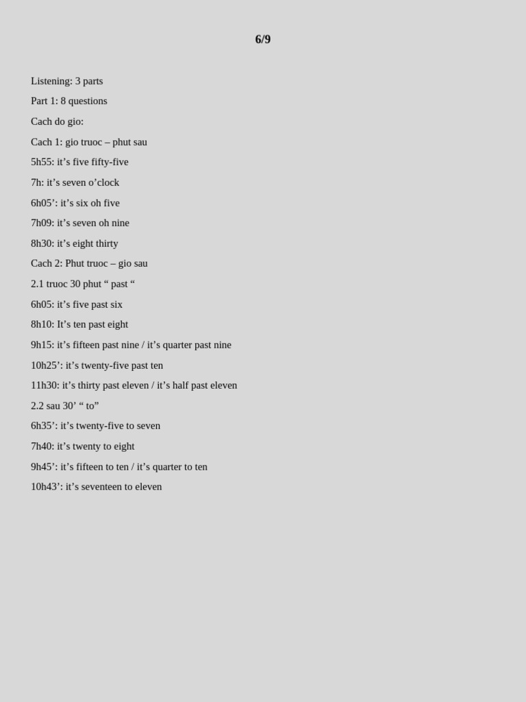 Time Listening Exercises Overview | PDF