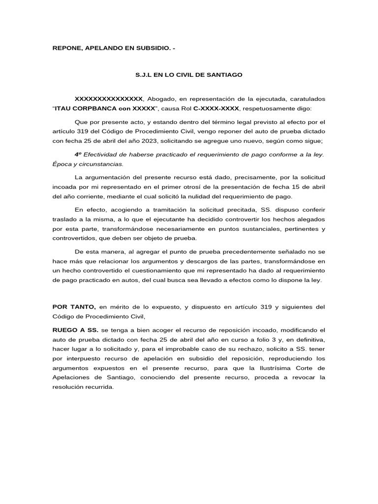 REPONE AUTO DE PRUEBA PALMA | PDF