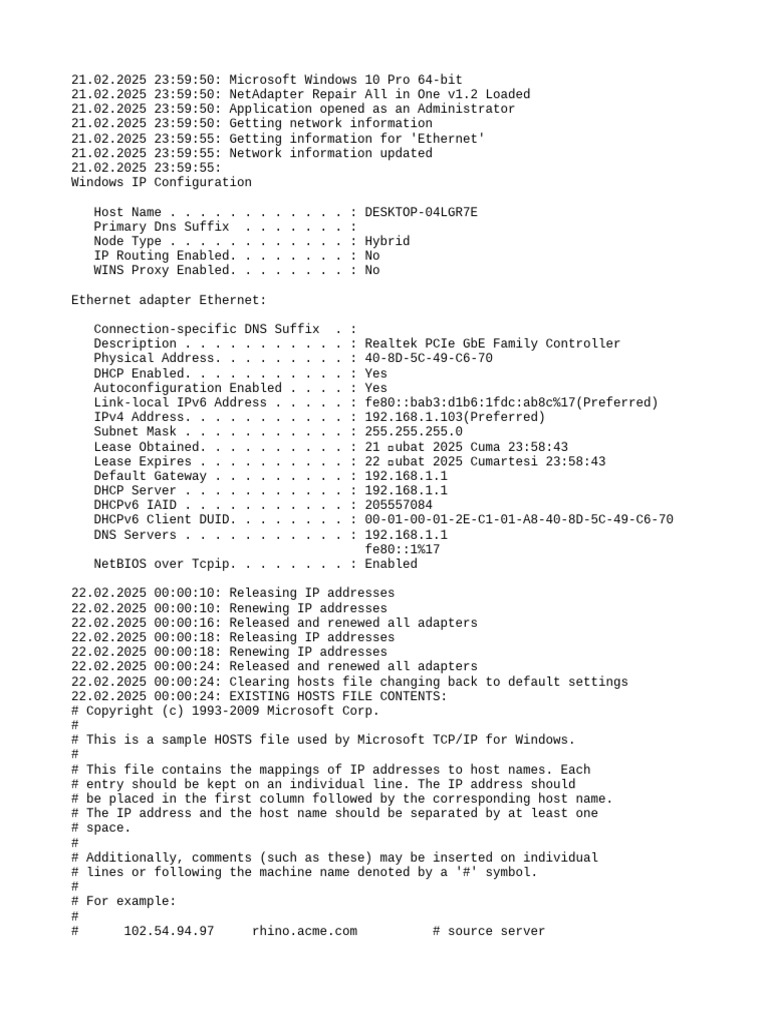 Netadapter Log 2025 02 21 23 59 50 | PDF | Ip Address | Communications ...