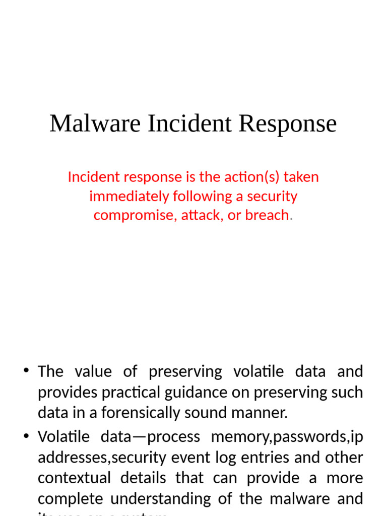 Malware Incident Response | PDF | Malware | Computer Network