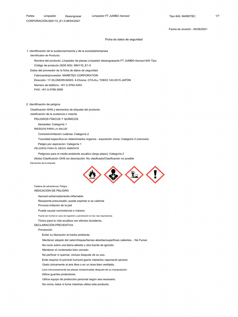 Parts Cleaner Jumbo HDS | PDF | Aerosol | Agua