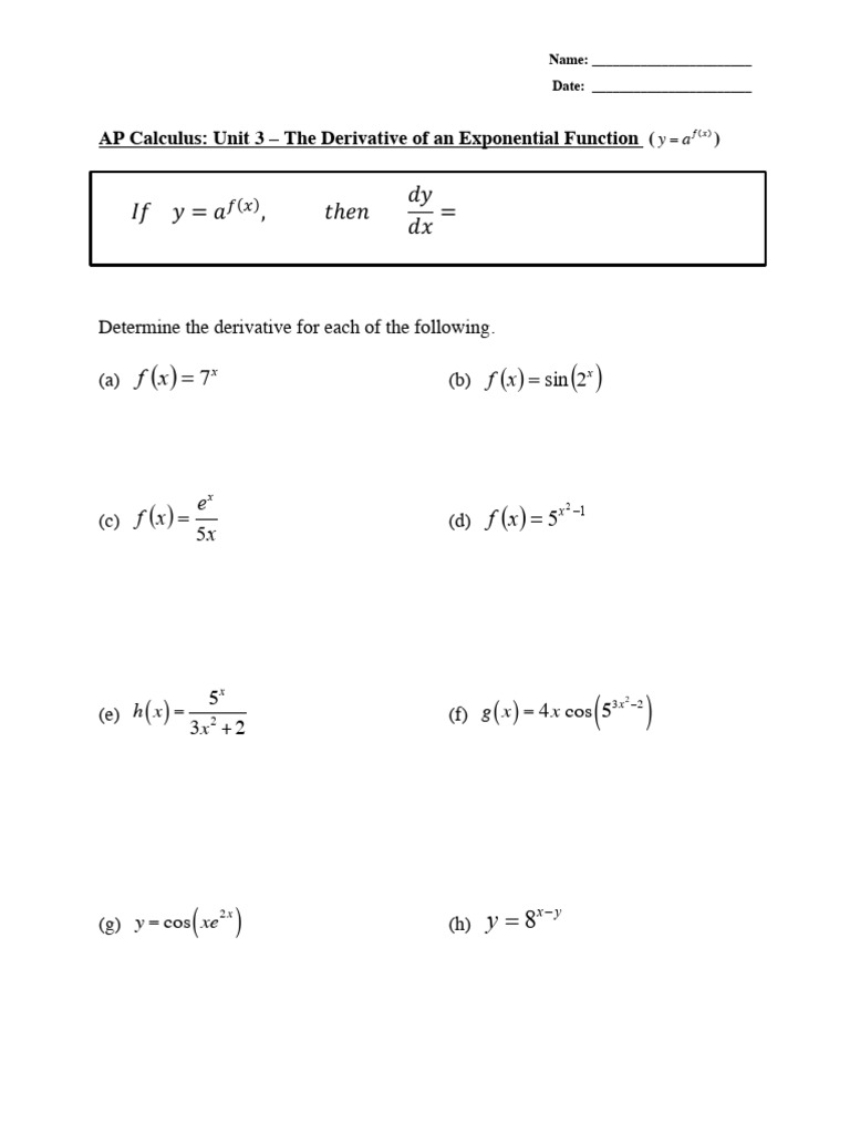 2b The Derivative of y A X 2020 2 L | PDF