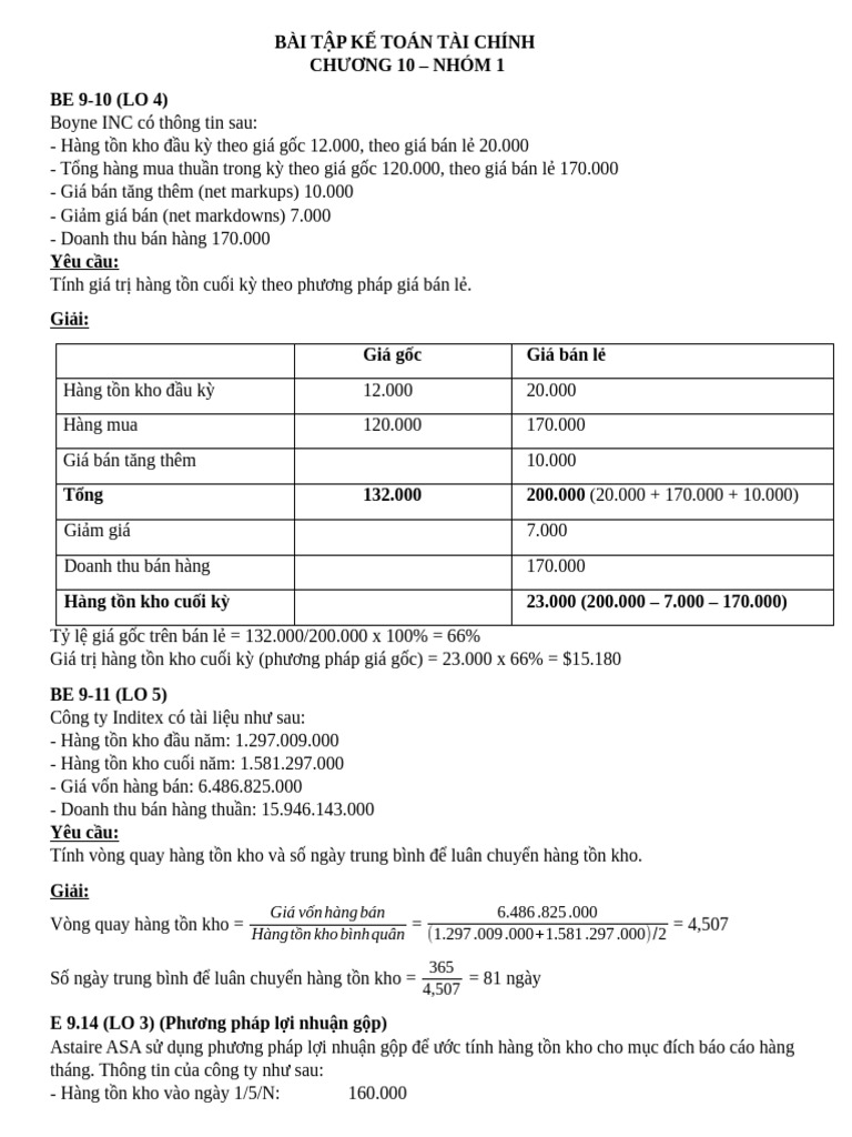 KTTC Nhóm 1 Chương 10 | PDF