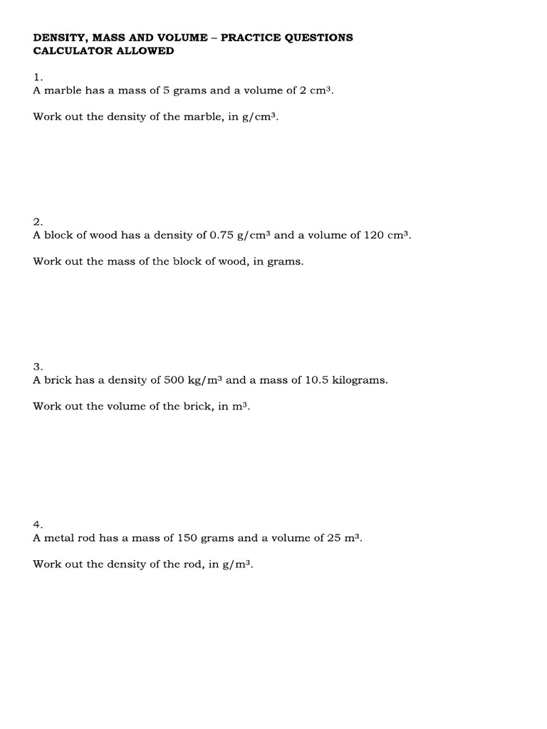 Bruce-Density Mass and Volume | PDF