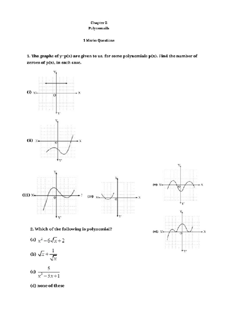 Polynomials Test 1marks Pdf 1028