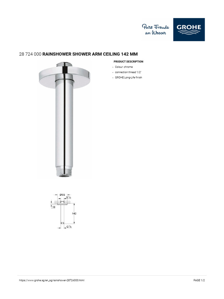 GROHE Specification Sheet 28724000 | PDF