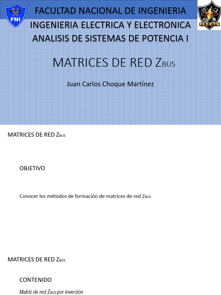 Tema #2 Matrices de Red Zbus - V6 | PDF | Matriz (Matemáticas) | Ecuaciones