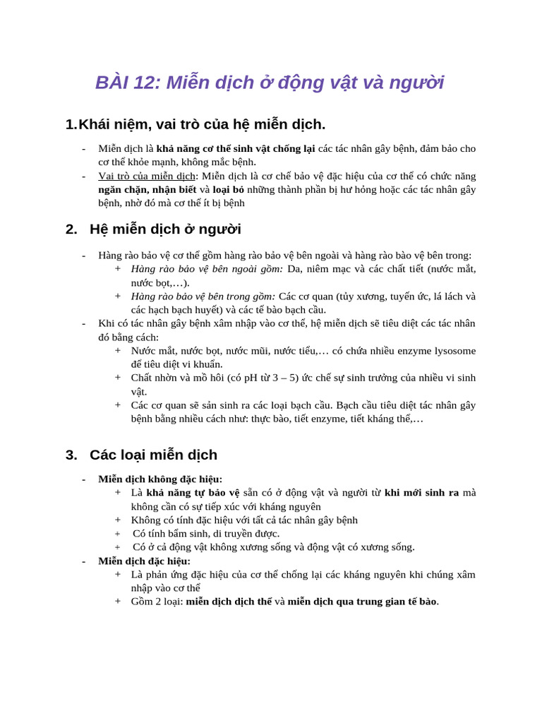 Ôn tập Sinh CKI | PDF