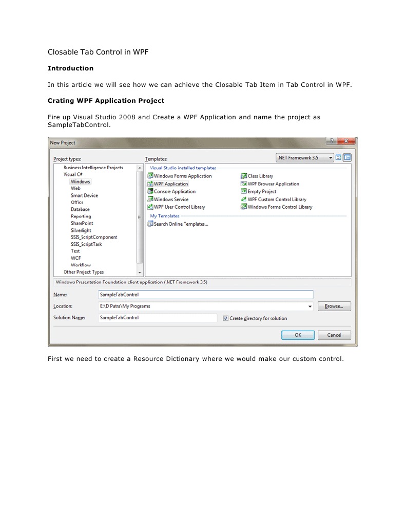 Closable Tab Control in WPF | PDF | Extensible Application Markup ...