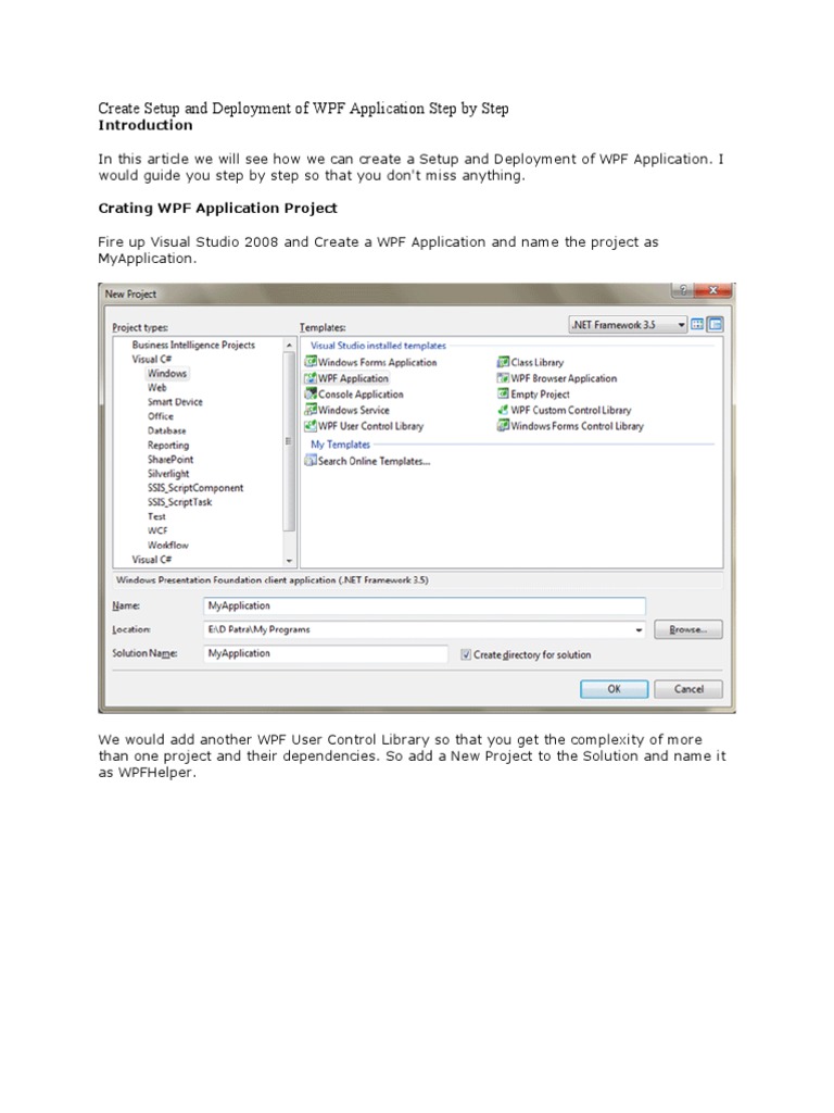 Create Setup and Deployment of WPF Application Step by Step | PDF | Extensible Application ...
