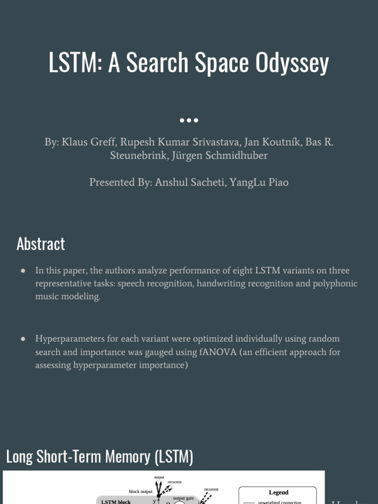 Class8 LSTM Search Space Odyssey | PDF | Computational Neuroscience | Artificial Intelligence