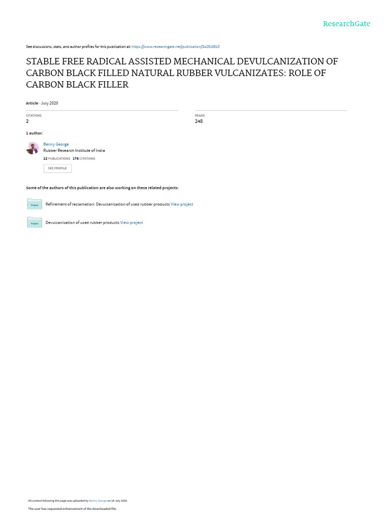 Devulcanization of Rubber with Carbon Black | PDF | Cross Link ...