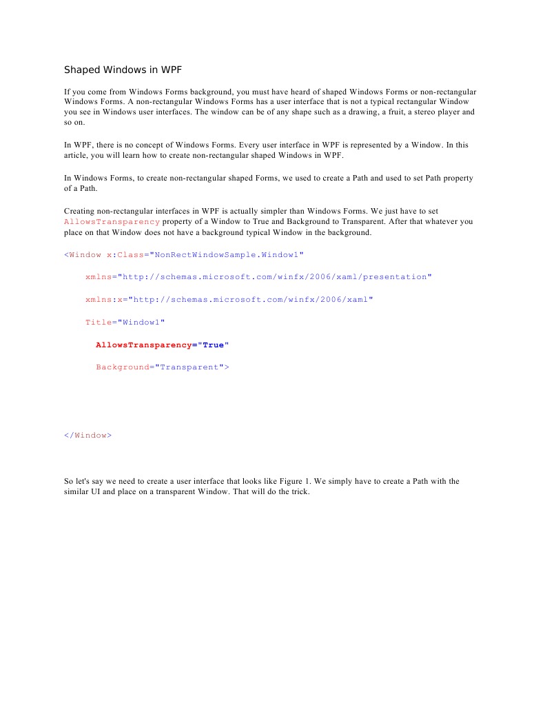 Shaped Windows In Wpf Pdf Windows Presentation Foundation