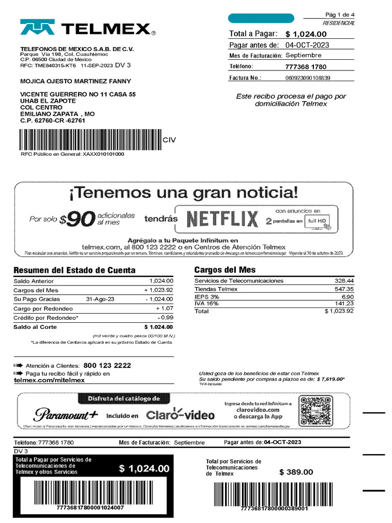 Recibo telefonico | PDF