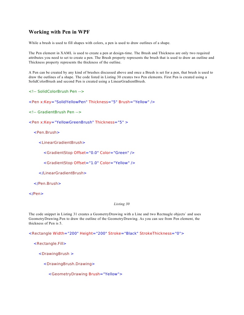 Working With Pen in WPF | PDF | Extensible Application Markup Language ...