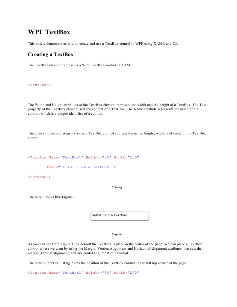 Wpf Textbox Extensible Application Markup Language Color