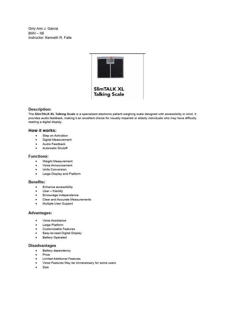 Electronic Patient Weighing Scale | PDF