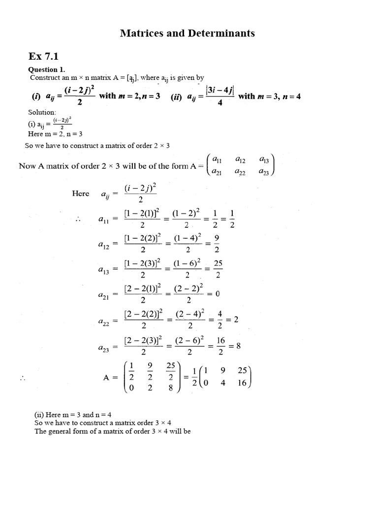 7.Matrices and Determinants | PDF | Matrix (Mathematics) | Determinant