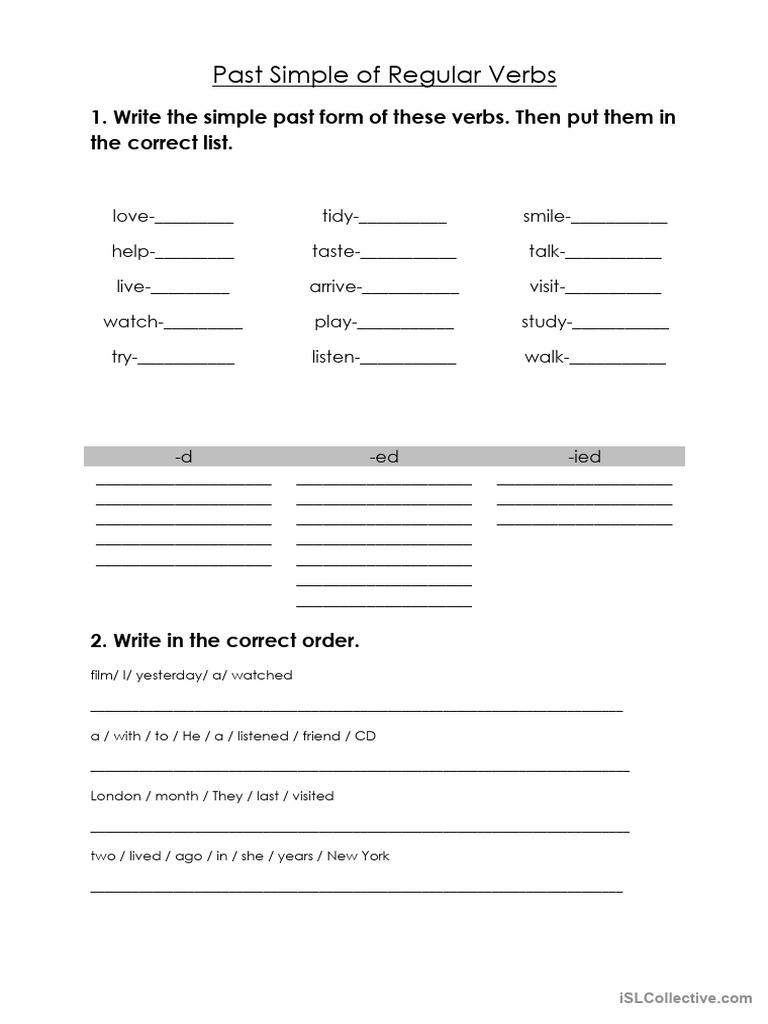 Regular Past Simple Verb Practice | PDF