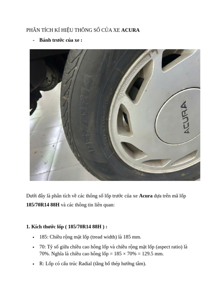 PHÂN TÍCH KÍ HIỆU THÔNG SỐ CỦA XE ACURA | PDF