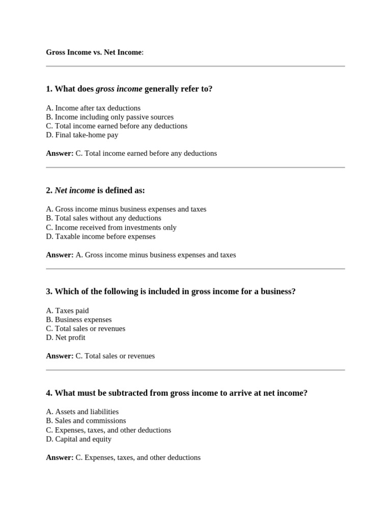 Gross Income vs. Net Income | PDF