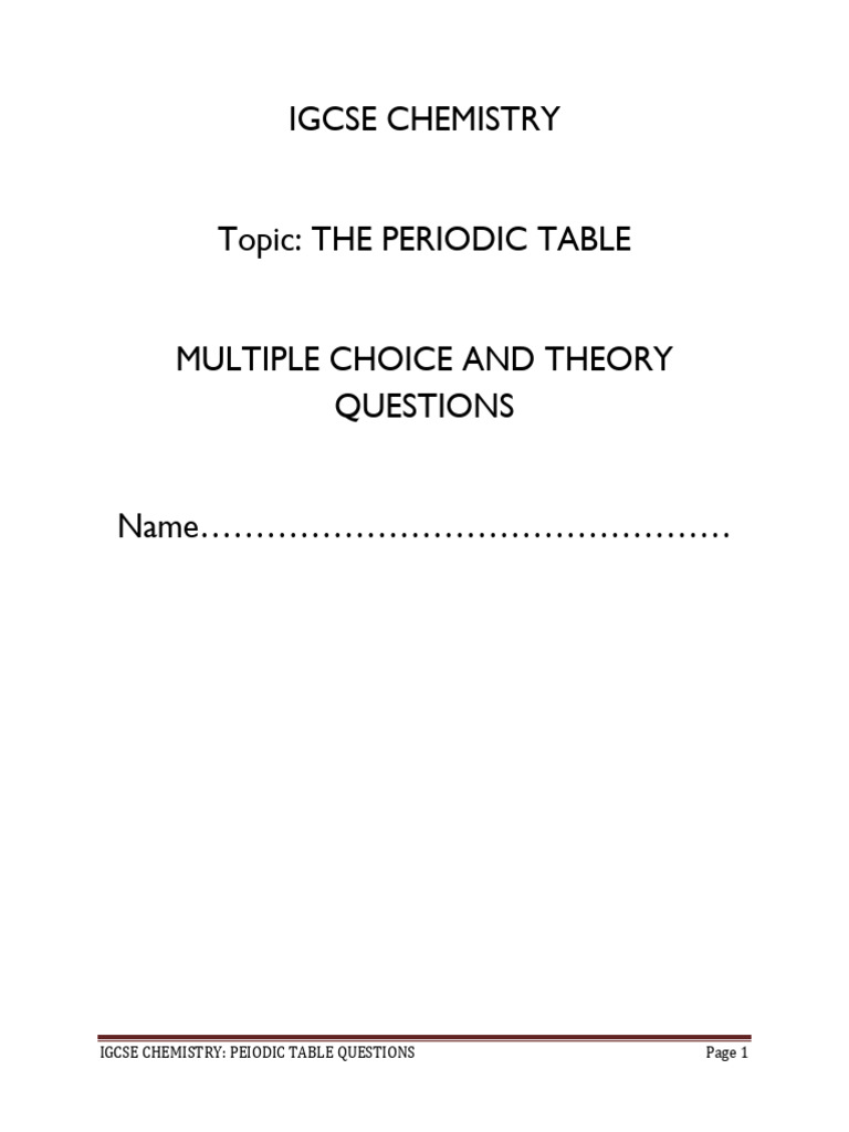 Periodic Table Questions Compiled | PDF